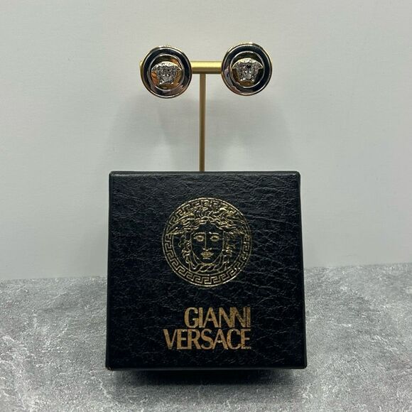 Versace | Jewelry | Nwt Gianni Versace Silver Gold Medusa Clip On Round ...